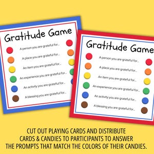 Candy Gratitude Game Card Printable, Chocolate Candies Game, Goodie Bag ...