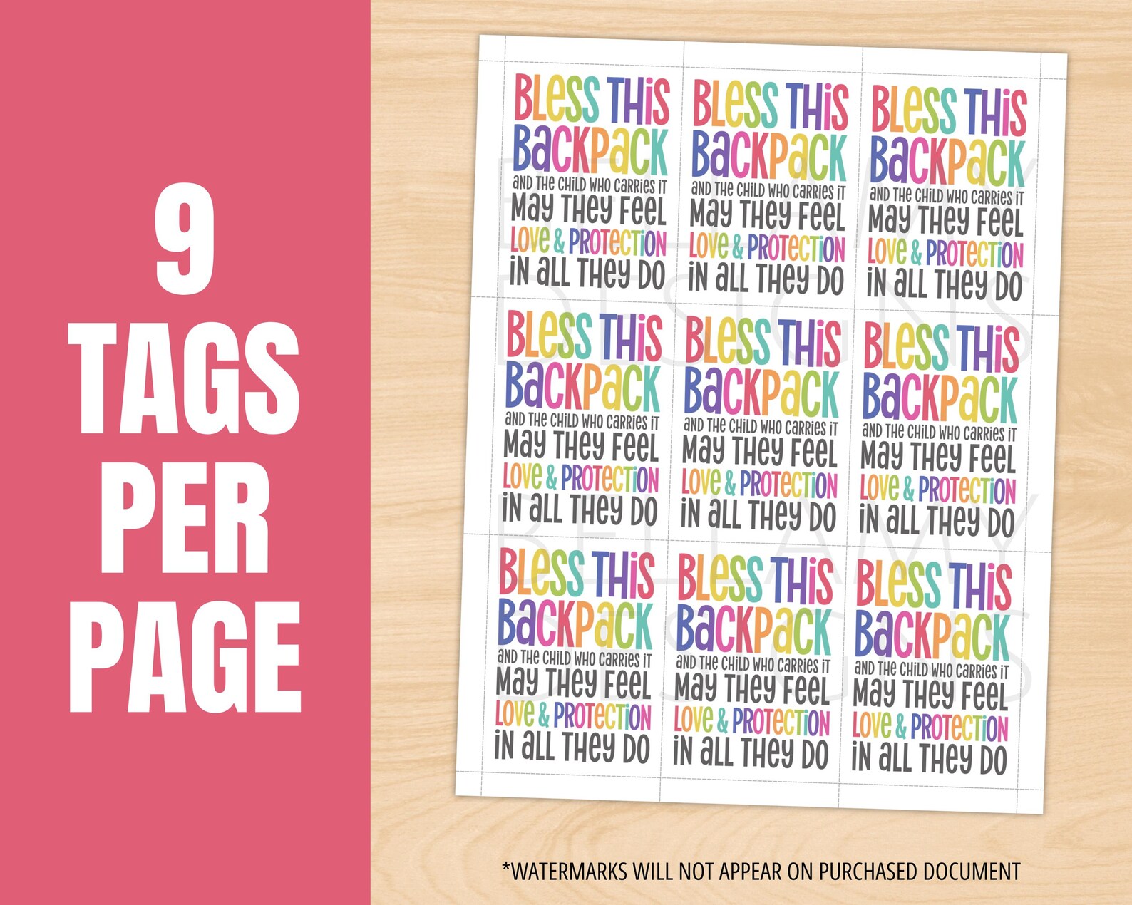 Backpack Blessings Gift Tags, Bless This Backpack, Back to School Prayer Cards, Sunday School ...
