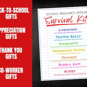 SRO School Resource Officer Survival Kit Gift Tag, SRO Appreciation ...