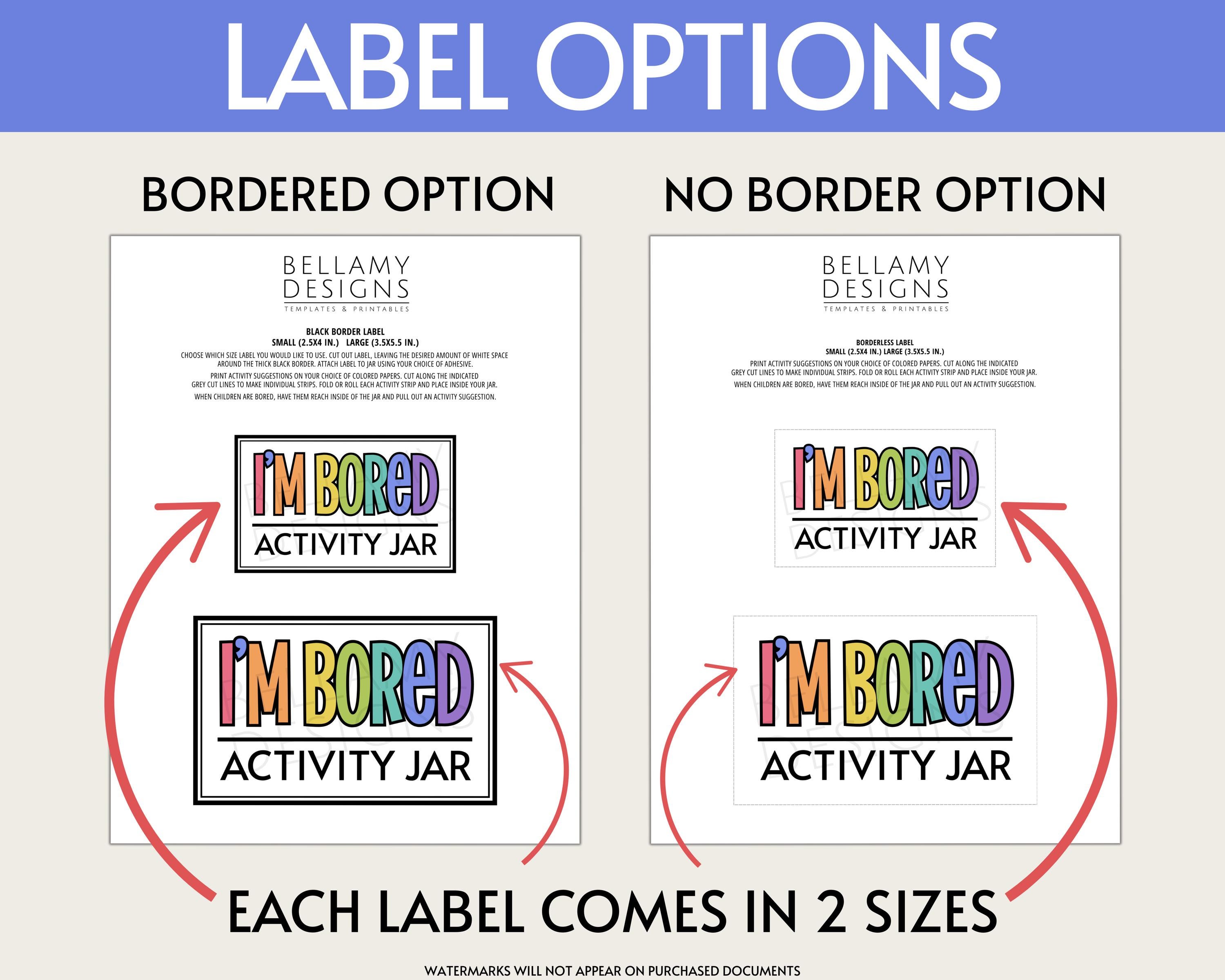 I'm Bored Jar Printable, Kids Boredom Busters for Summer Vacation, I Am ...