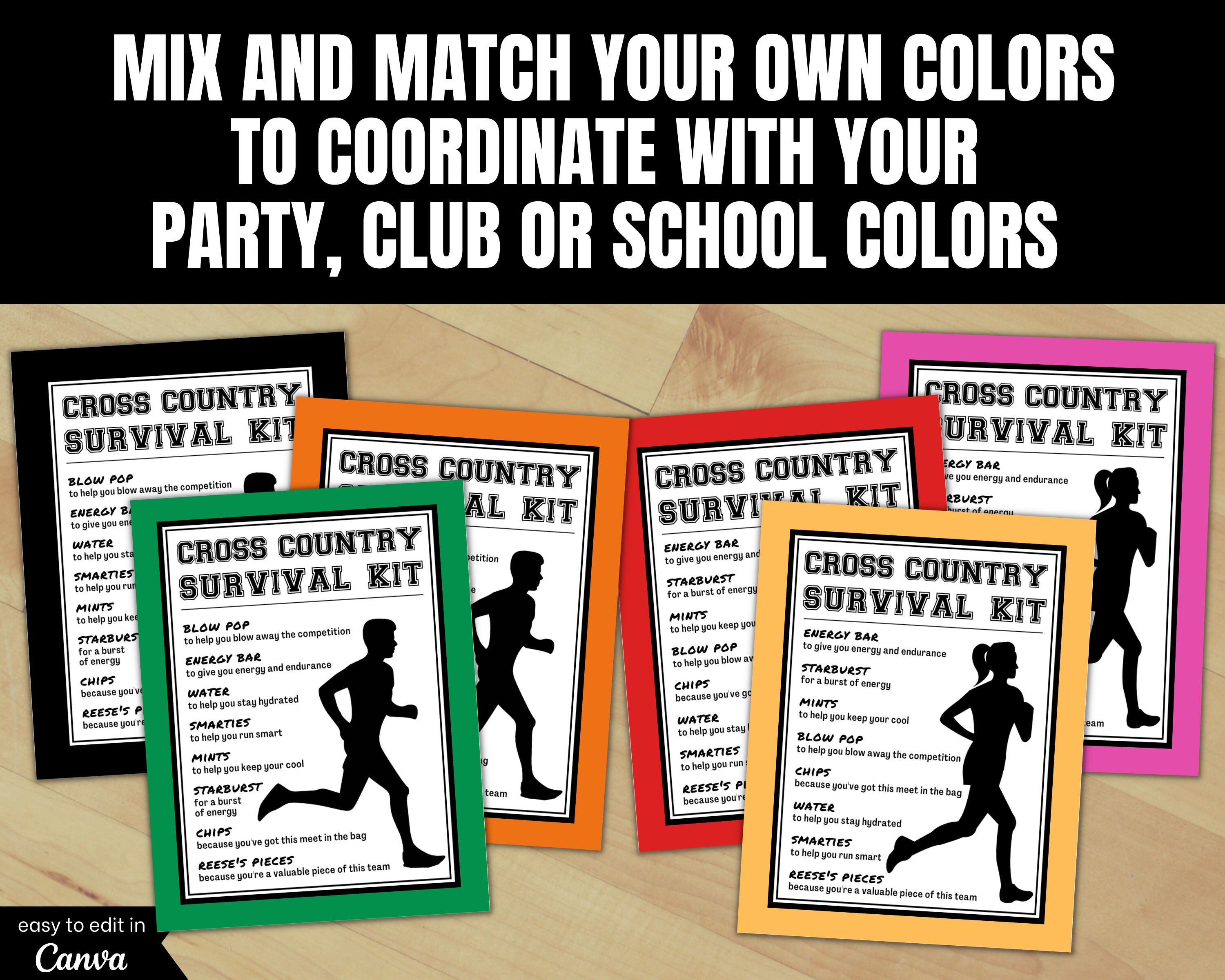 Editable Cross Country Survival Kit Tags Boys & Girls Cross - Etsy