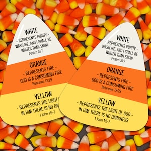 Christian Halloween Candy Corn Trinity Tags, Religious Halloween Bag ...