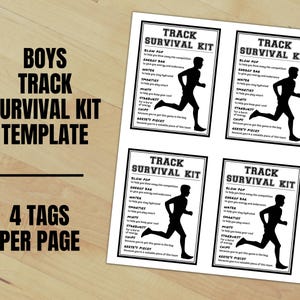 Track Survival Kit Gift Tags, Boys & Girls Track Meet Treat Tags ...