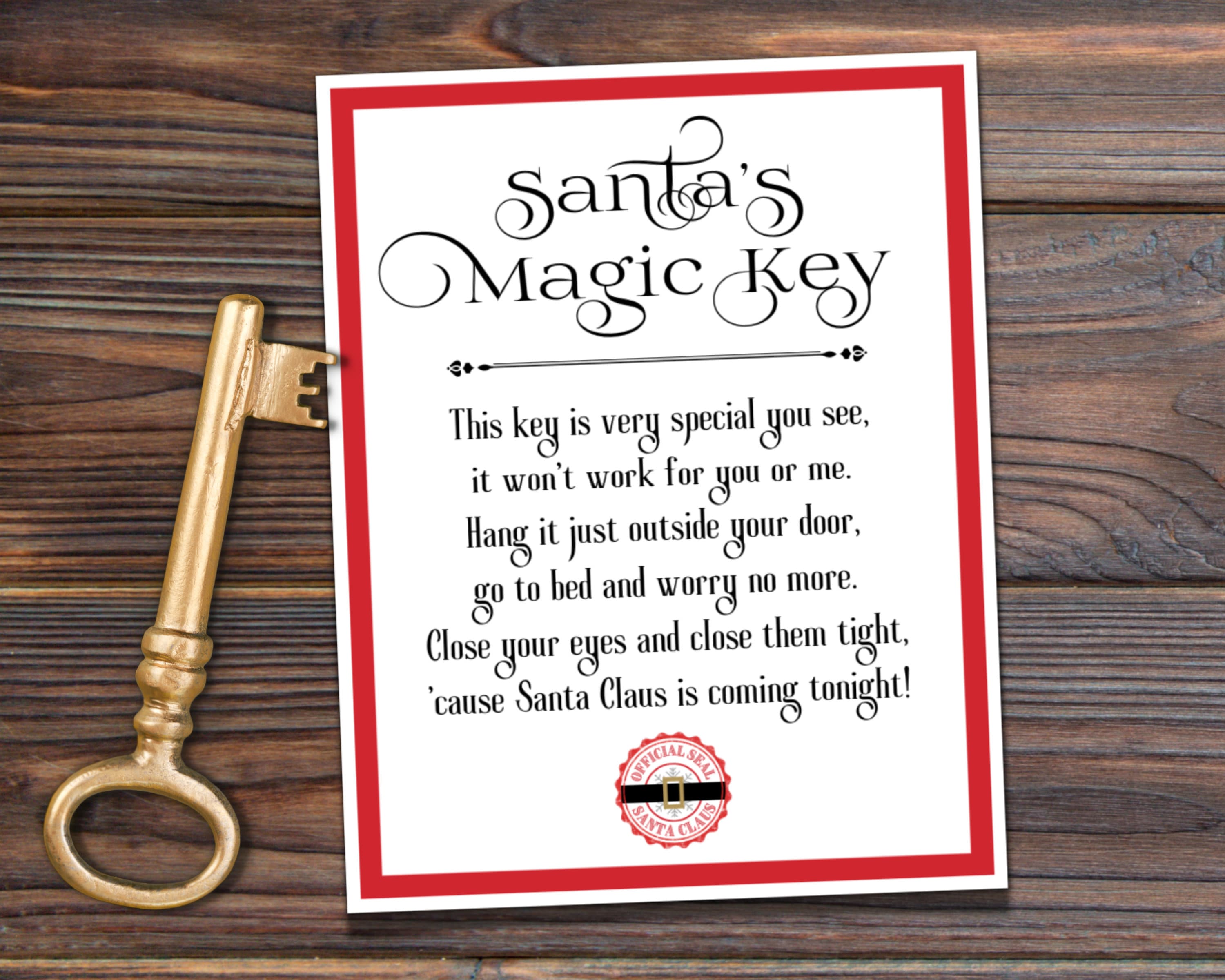 Printable Santa's Magic Key Poem Tag, Santa Key Tag, Party Gift Favor ...
