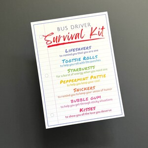 Bus Driver Survival Kit Gift Tags Transportation Department - Etsy