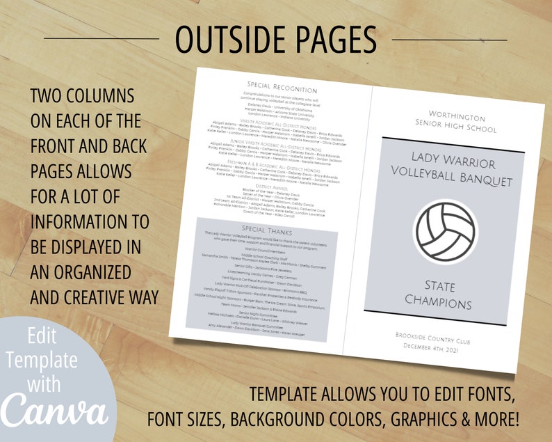 Bi-fold Program Template Printable and Editable Folded - Etsy