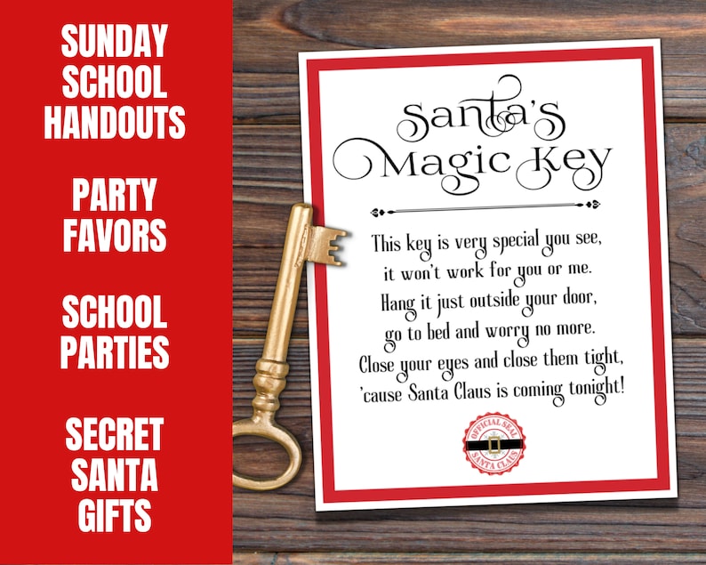 Printable Santa's Magic Key Poem Tag Santa Key Tag Party - Etsy Canada