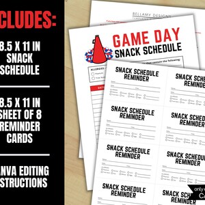 EDITABLE Cheerleading Snack Schedule Sign up Sheet, Cheer Game Day ...