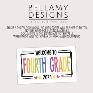 Welcome to Fourth Grade Gift Tag, Back to School Treat First Day of ...