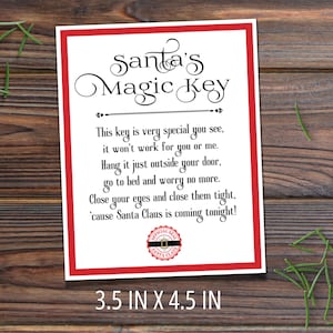 Printable Santa's Magic Key Poem Tag, Santa Key Tag, Party Gift Favor ...