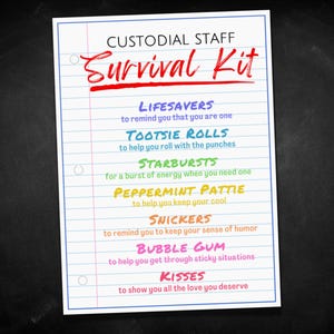 Custodial Staff Survival Kit Gift Tags, School Custodian Staff ...