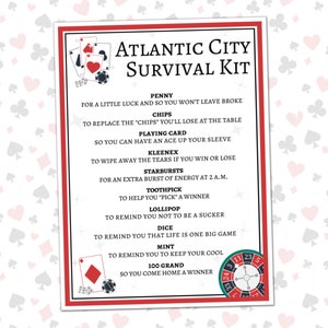 Atlantic City Survival Kit Gift Tag, Casino Party Favor, Girls Night ...