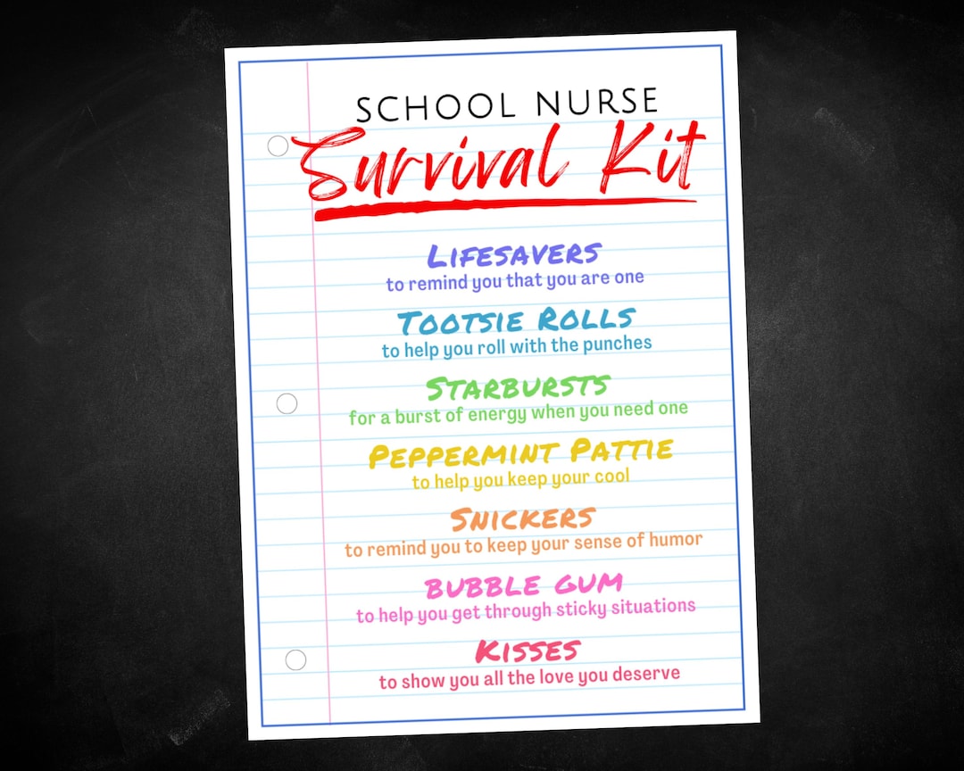 School Nurse Survival Kit Gift Tags, Registered Nurse Appreciation ...
