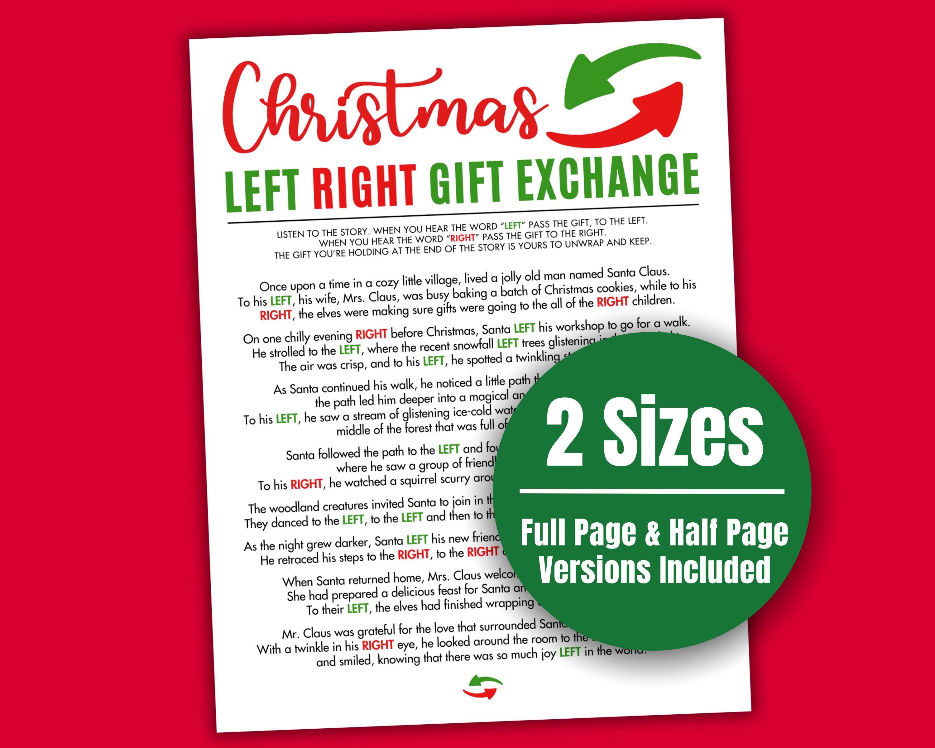 Left Right Story Gift Exchange Game, Christmas Eve Box Family Game ...