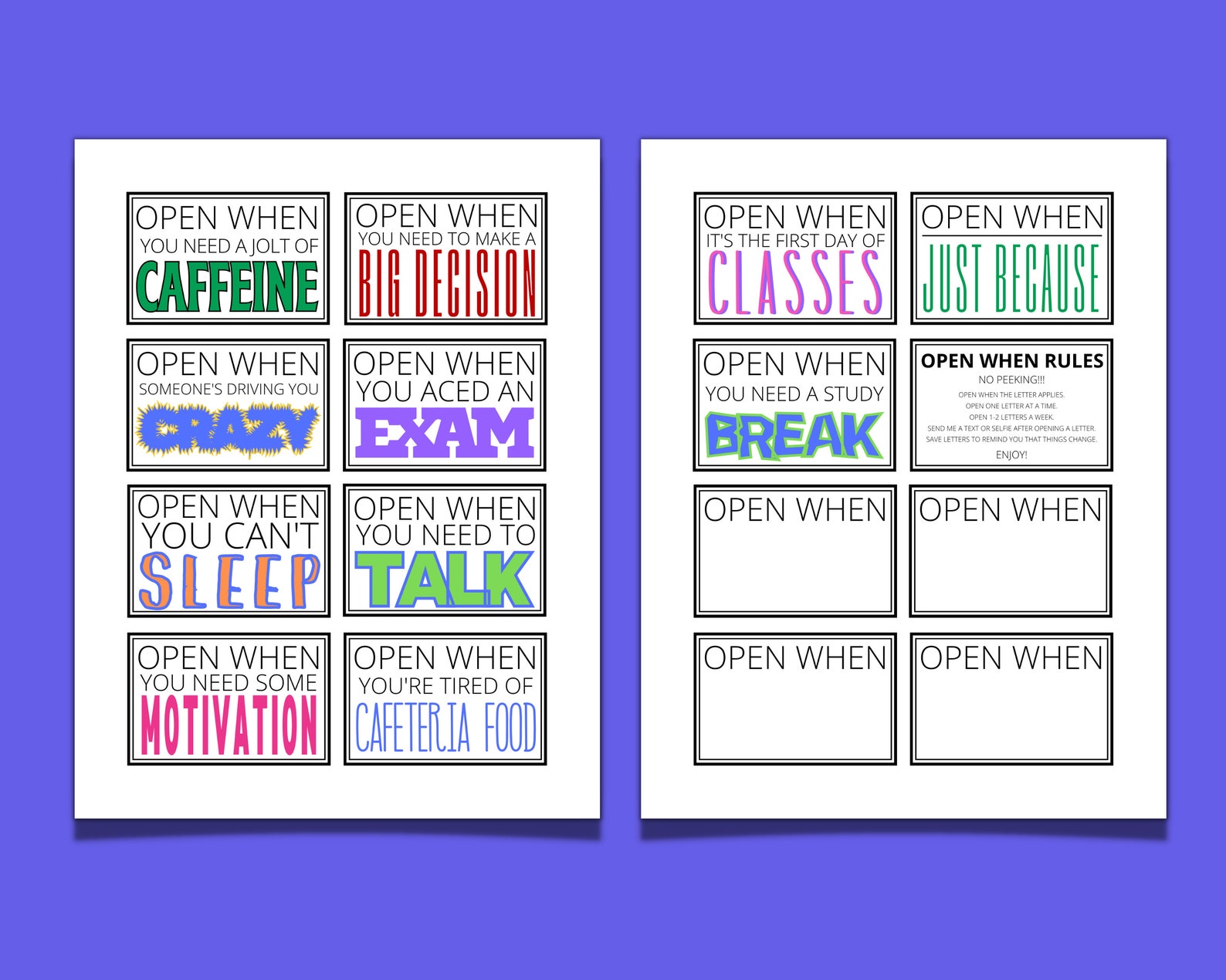 Open When Printable Letter Labels Envelope Label or Card - Etsy