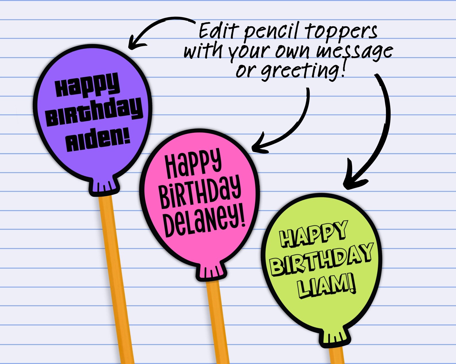Balloon Pencil Toppers, Student Birthday Gift, Goodie Bag Party Favors ...
