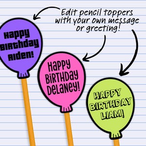 Balloon Pencil Toppers, Student Birthday Gift, Goodie Bag Party Favors ...