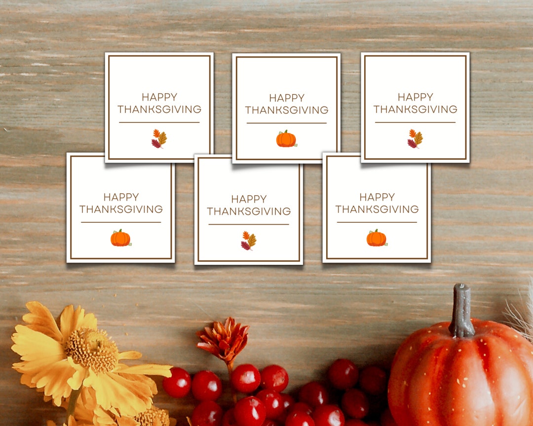 Minimalist Happy Thanksgiving Gift Treat Tags, Treat Card Printable ...
