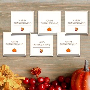 Minimalist Happy Thanksgiving Gift Treat Tags, Treat Card Printable ...