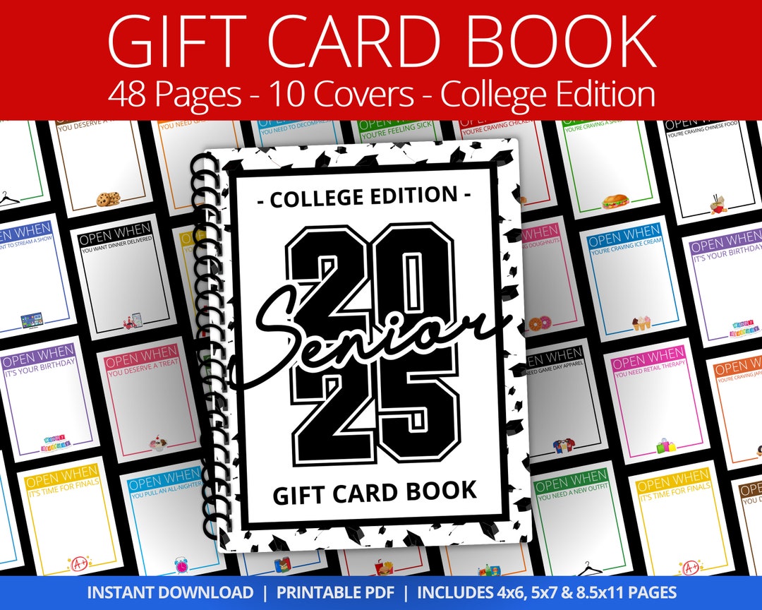 PRINTABLE Graduation Gift Open When Gift Card Book, College Care ...