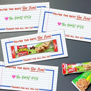 Editable Granola Bar Tag, You're the Best Bar None Thank You ...