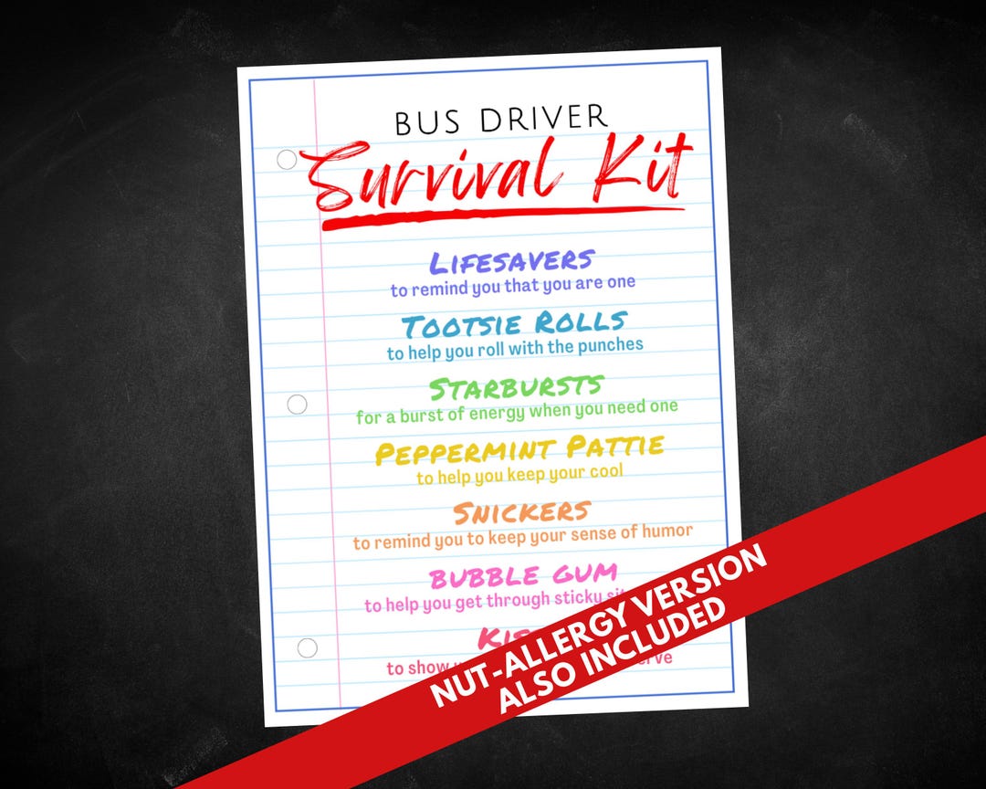 Bus Driver Survival Kit Gift Tags, Transportation Department ...