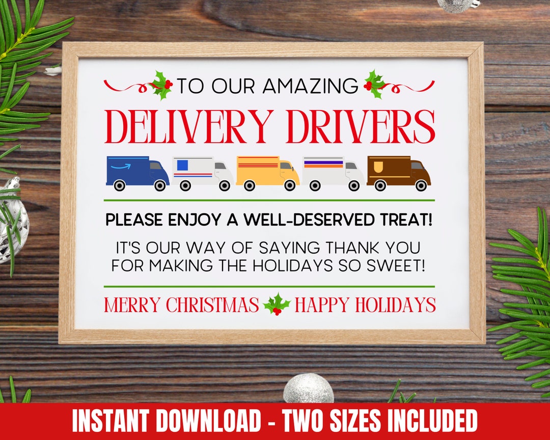 Delivery Driver Thank You Sign Printable, Christmas Package Delivery ...