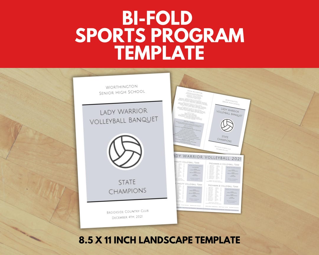 Bi-fold Program Template, Printable and Editable Folded Program ...