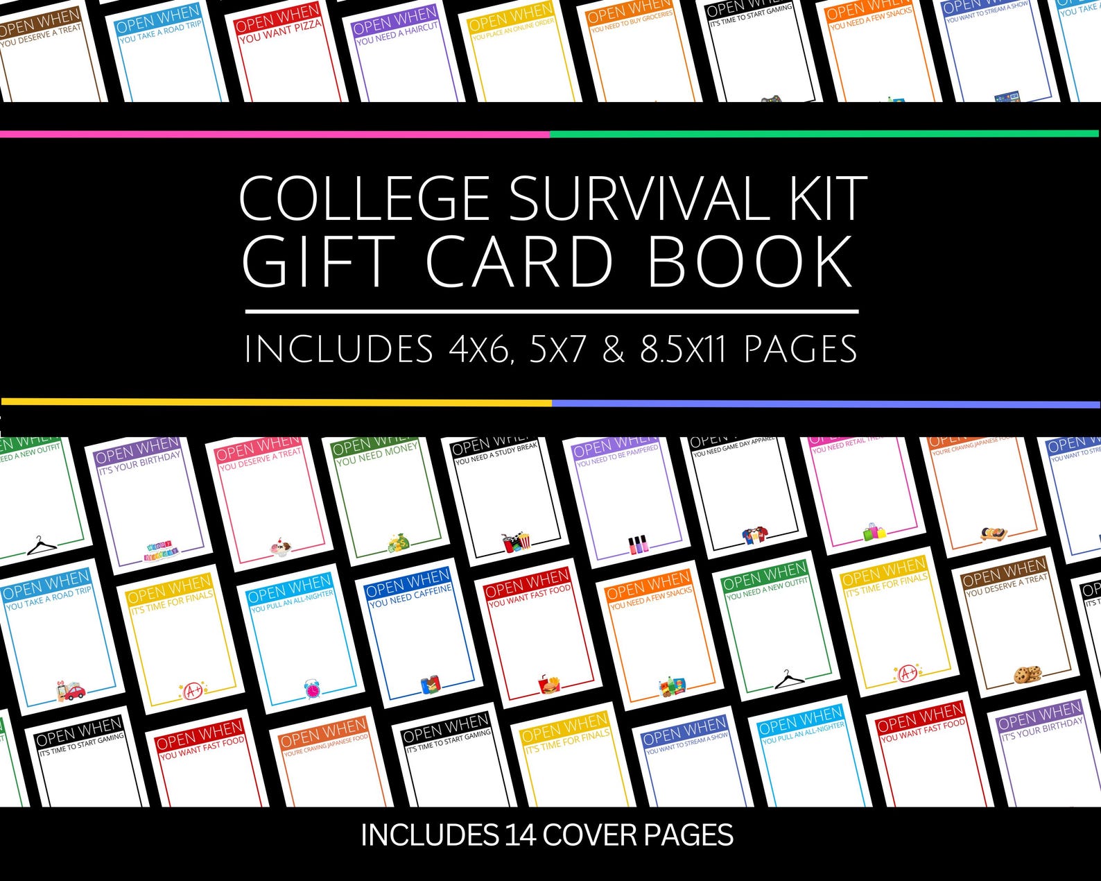 College Survival Kit Gift Card Book, College Care Package, Moving in ...