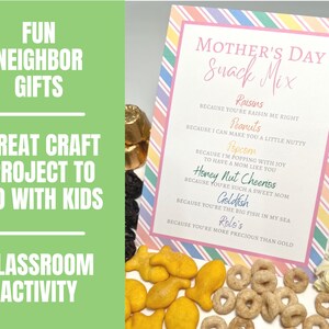 Mother's Day Snack Mix Printable Gift Tags, Moms Day Printable Treat ...