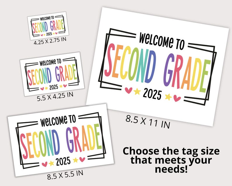 Welcome to Second Grade Gift Tag, Back to School Treat First Day of ...