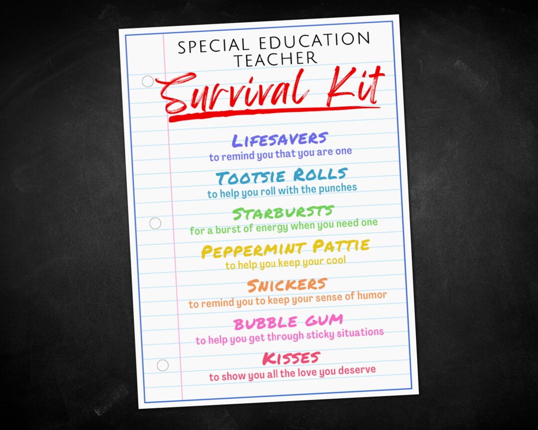 Special Education Teacher Survival Kit Gift Tag, Special Ed ...
