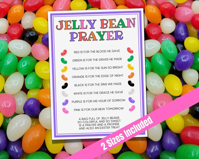 Jelly Bean Prayer Poem Printable, Religious Gift Tags, Easter Basket ...