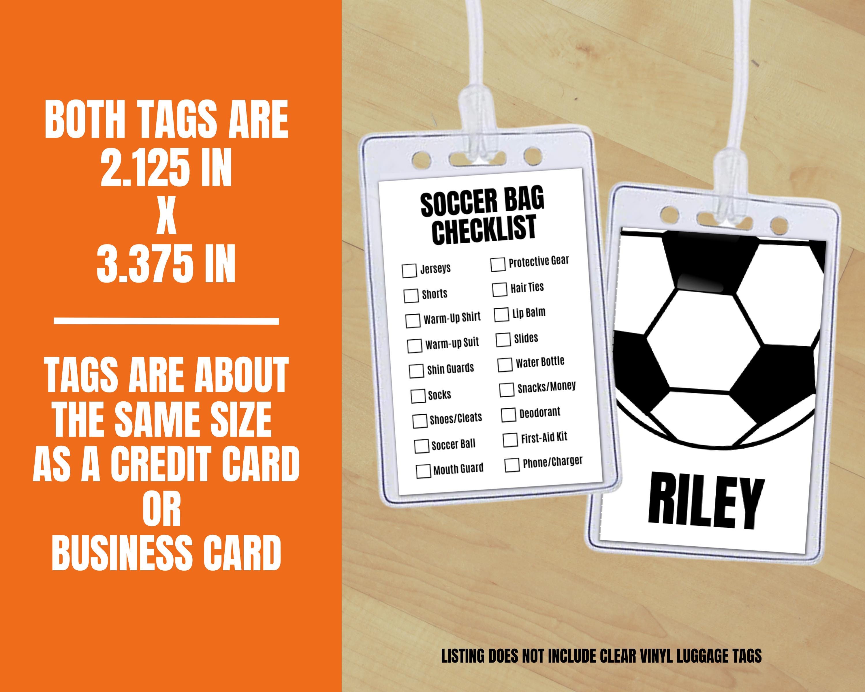 Editable Soccer Bag Tag Insert, Custom Soccer Equipment Gear Checklist ...