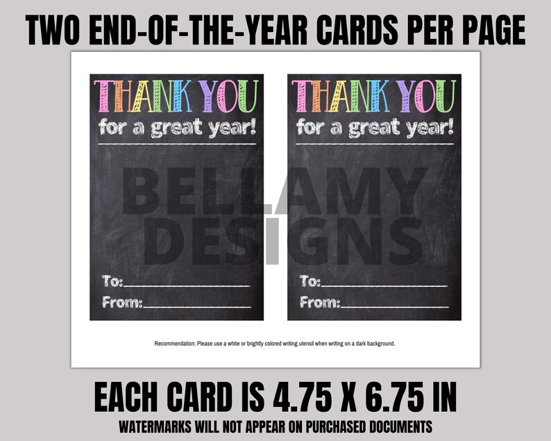 End of Year Teacher Thank You Printable Thanks End of School - Etsy