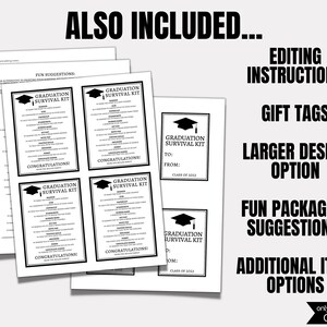 Editable Graduation Survival Kit Gift Tags, Graduation Party Favors ...