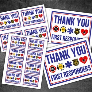 Thank You First Responders Gift Tags, Police Firefighter 911 EMS EMT ...