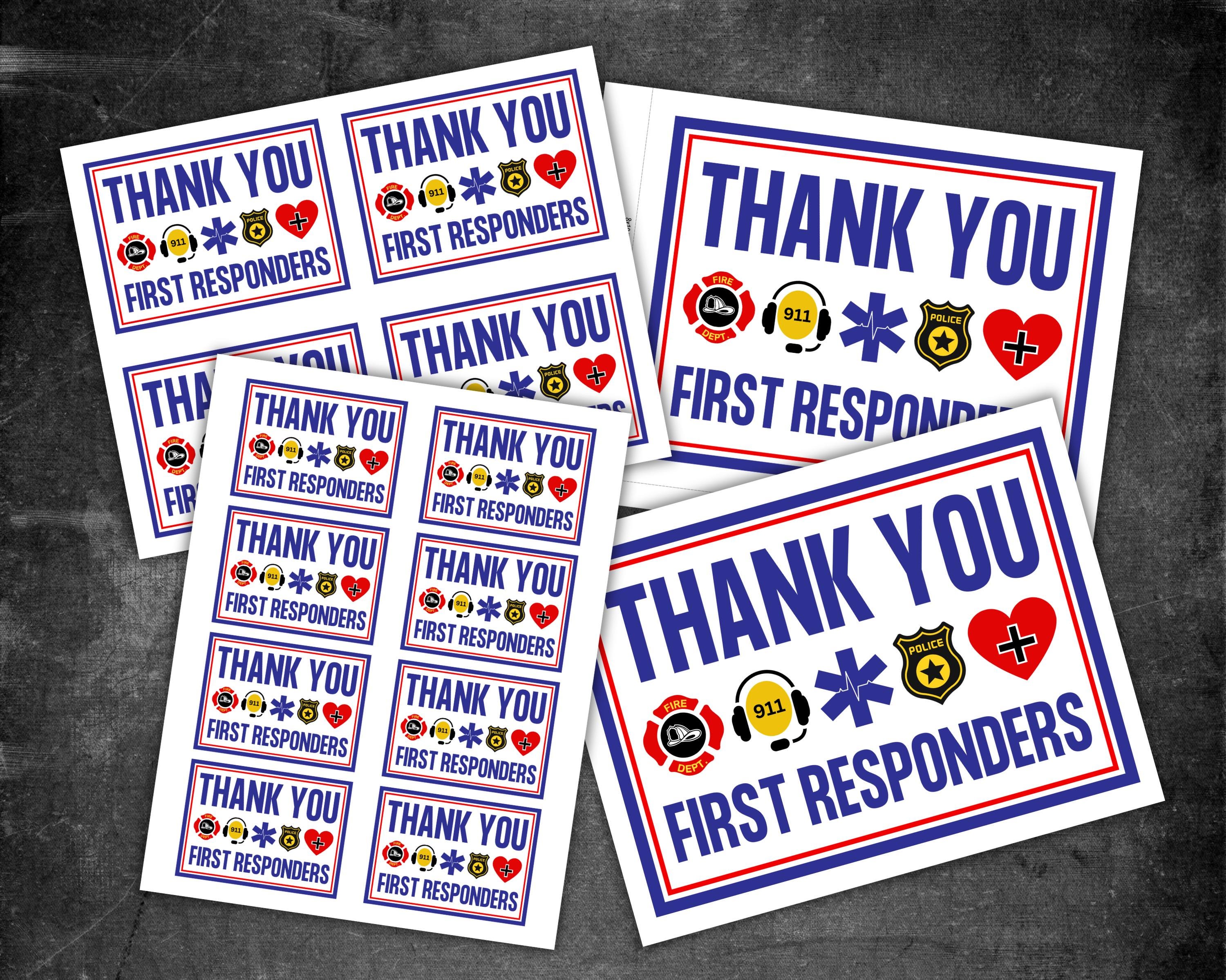 Thank You First Responders Gift Tags, Police Firefighter 911 EMS EMT ...