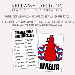 Editable Cheerleading Bag Tag Insert, Custom Cheer Equipment Gear ...