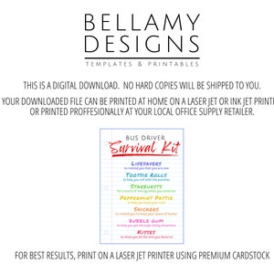 Bus Driver Survival Kit Gift Tags Transportation Department - Etsy