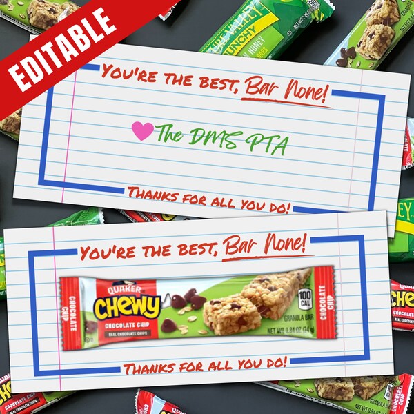 Employee Appreciation Granola Bar - Etsy