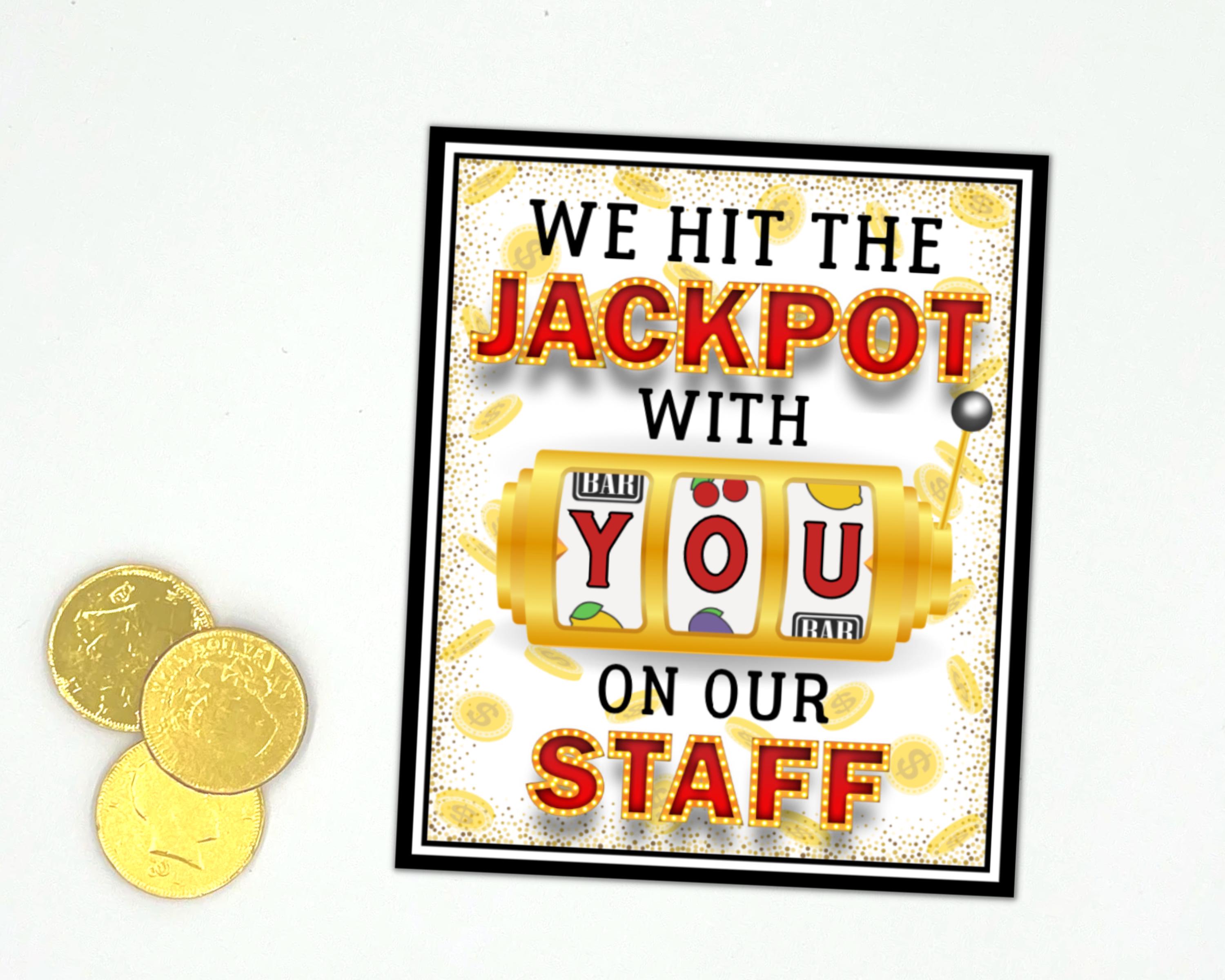 We Hit the Jackpot Staff Gift Tags, Staff Appreciation Tag, Jackpot ...