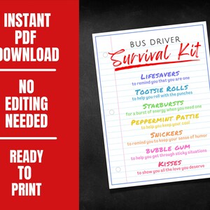 Bus Driver Survival Kit Gift Tags, Transportation Department ...