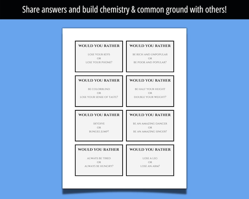 Would You Rather Cards Teambuilding Activity Office Classroom - Etsy
