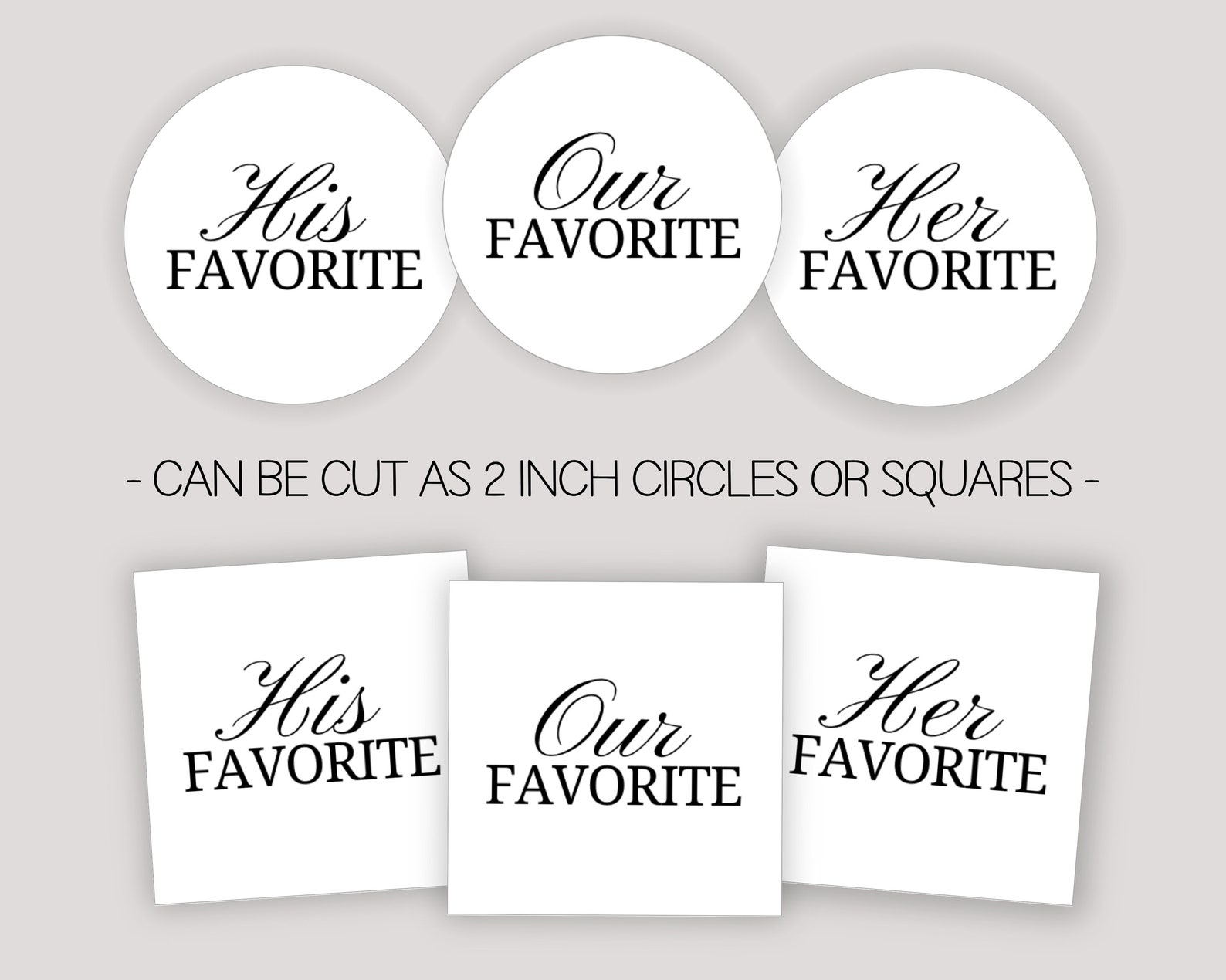 Printable His Her Our Favorite Sticker or Tag, DIY Wedding Favors ...