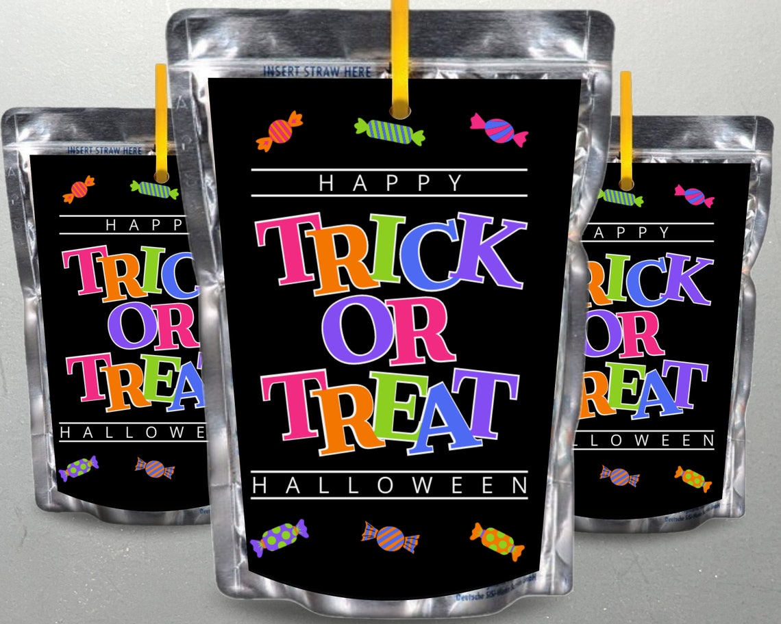 Halloween Juice Pouch Labels Wrappers Trick or Treat Party - Etsy