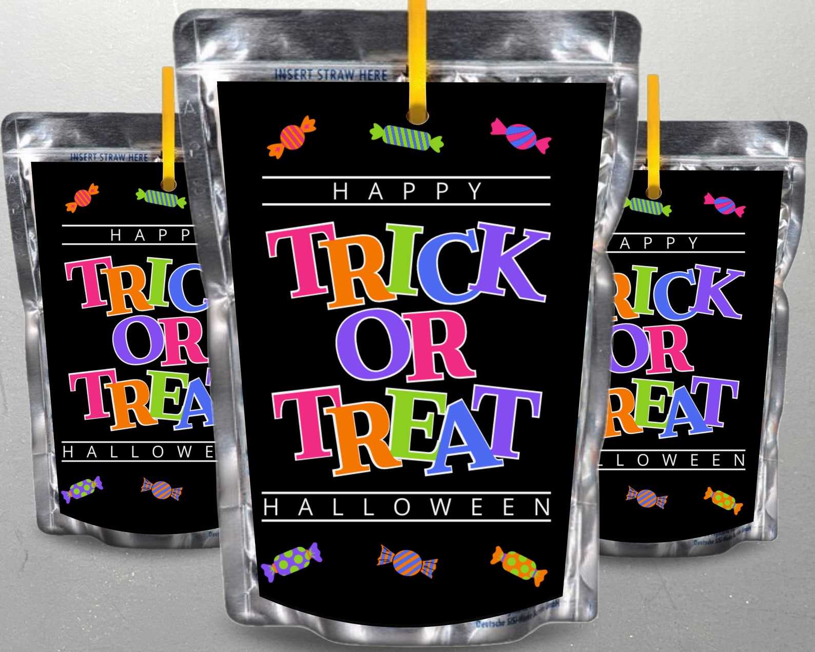 Halloween Juice Pouch Labels Wrappers Trick or Treat Party - Etsy