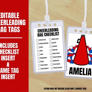 Editable Cheerleading Bag Tag Insert, Custom Cheer Equipment Gear ...