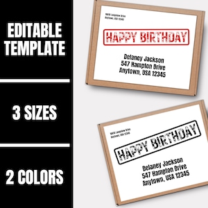 Editable Happy Birthday Care Package Label, Mailing Label Printable ...