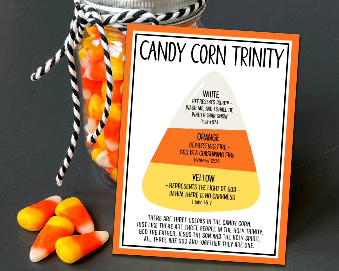 Christian Halloween Treat Tags, Candy Corn Trinity Tag, Treat Bags for ...